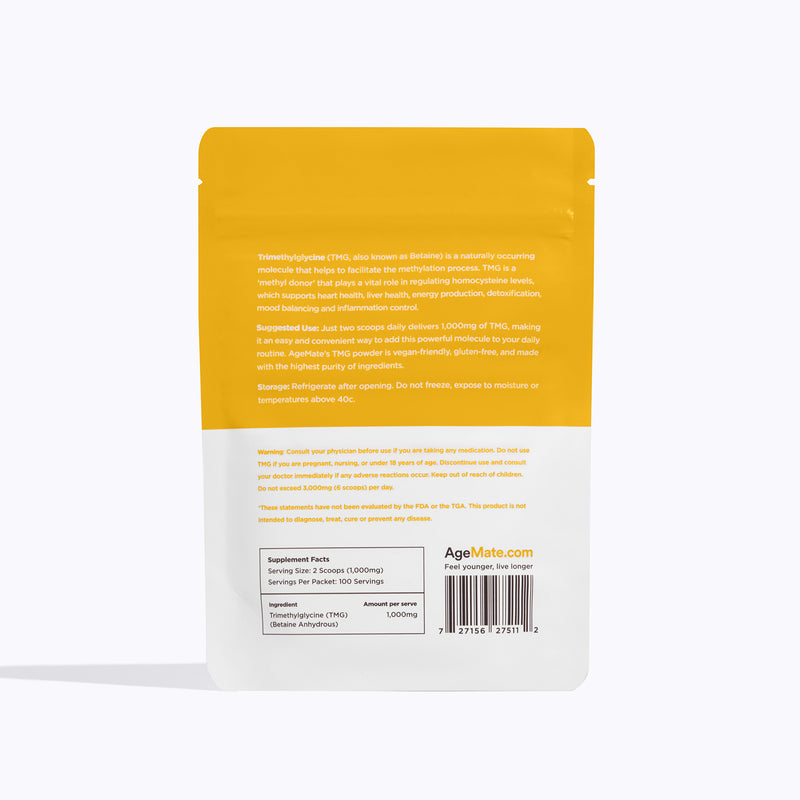 3-Pack of 100g Pure TMG (Betaine) Powder for Methyl Donation - AgeMate